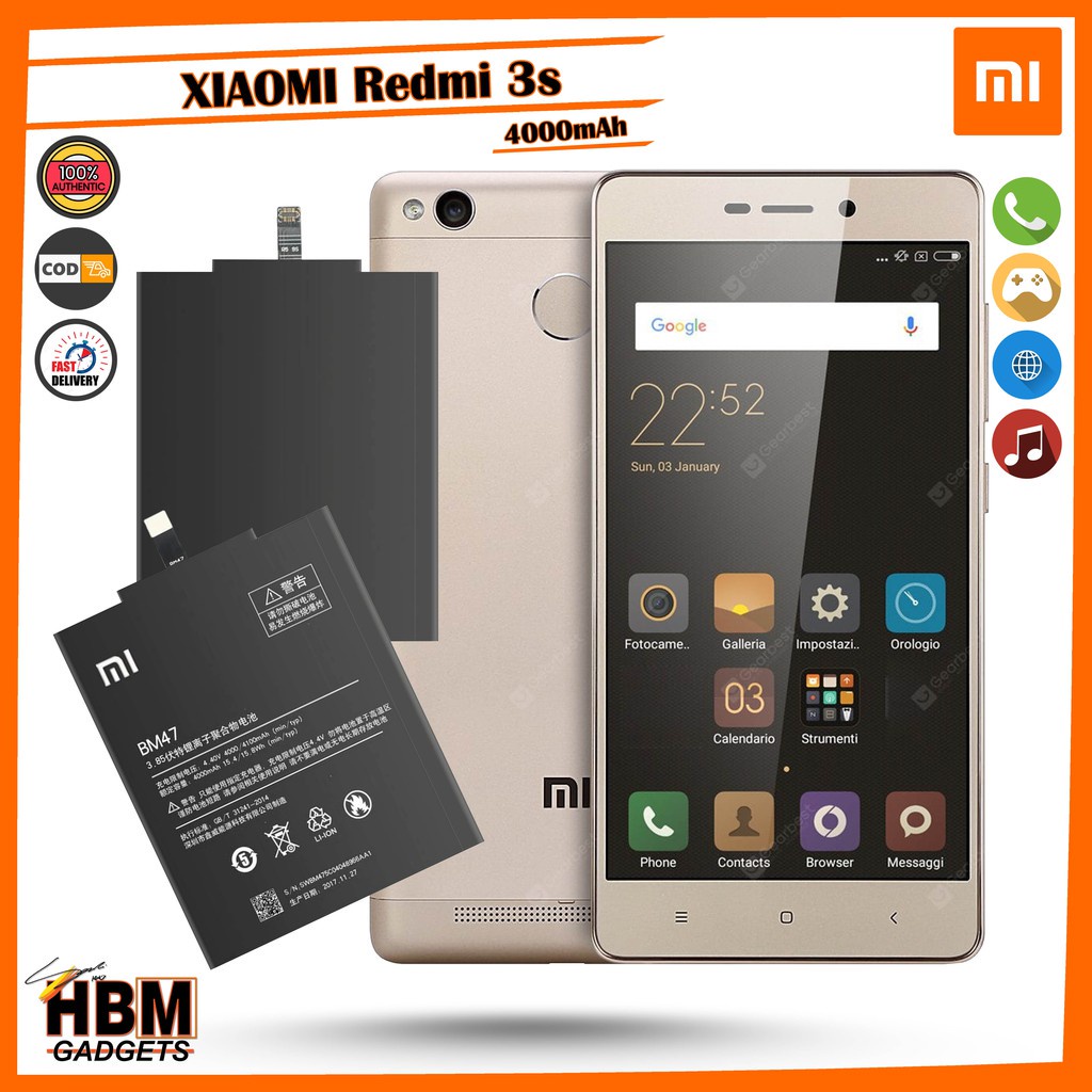 XIAOMI Redmi 3s Battery Model BM47 Battery Manufacture 4000mAh | Shopee ...