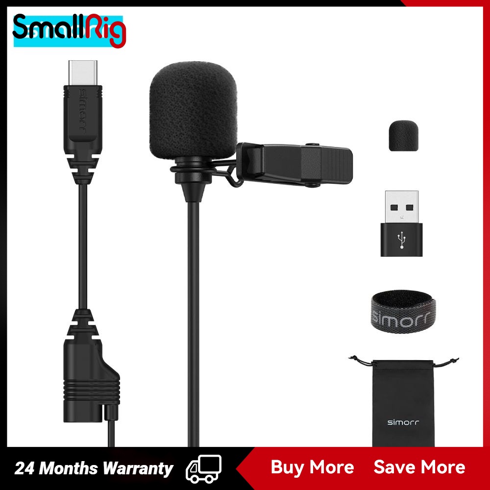 SmallRig L2 USB 3.0 Type-C Lavalier Microphone W/Headphone Input for ...