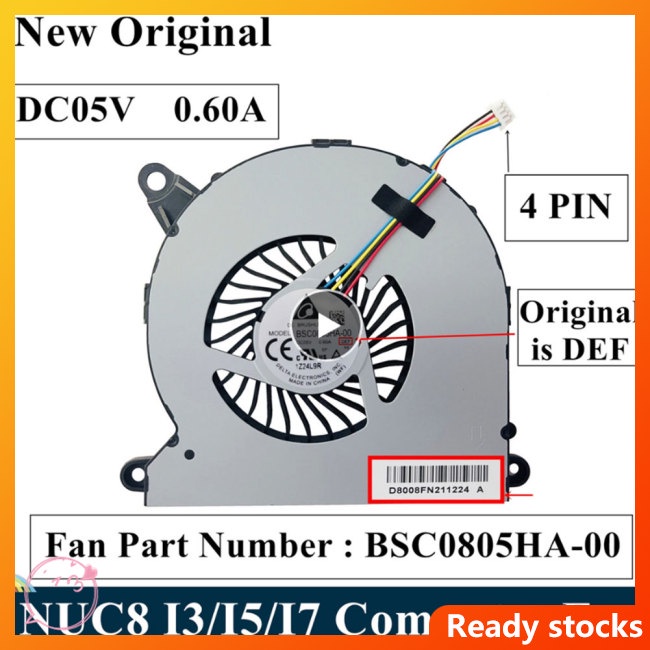 Hiussngha พัดลมระบายความร้อน Cpu สําหรับคอมพิวเตอร์ NUC8I7BEH NUC8 I3 ...