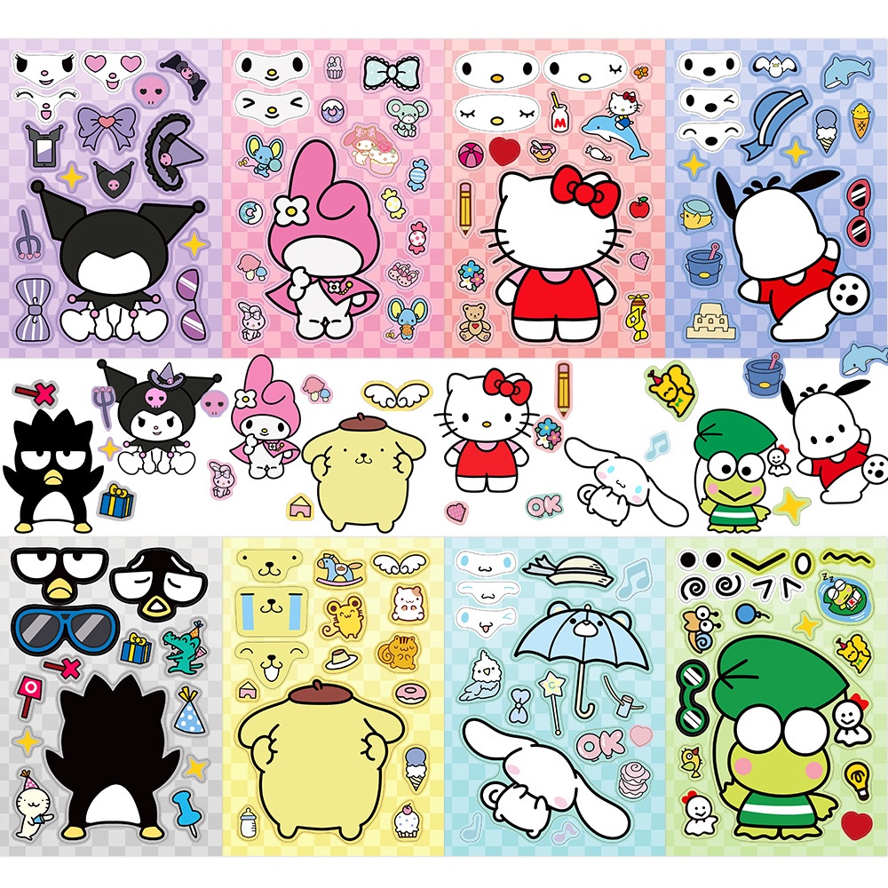 SANRIO สติกเกอร์ ลายการ์ตูน Hello Kitty Kuromi Play กันน้ํา สําหรับตกแต่ง DIY จํานวน 8 ชิ้น ...