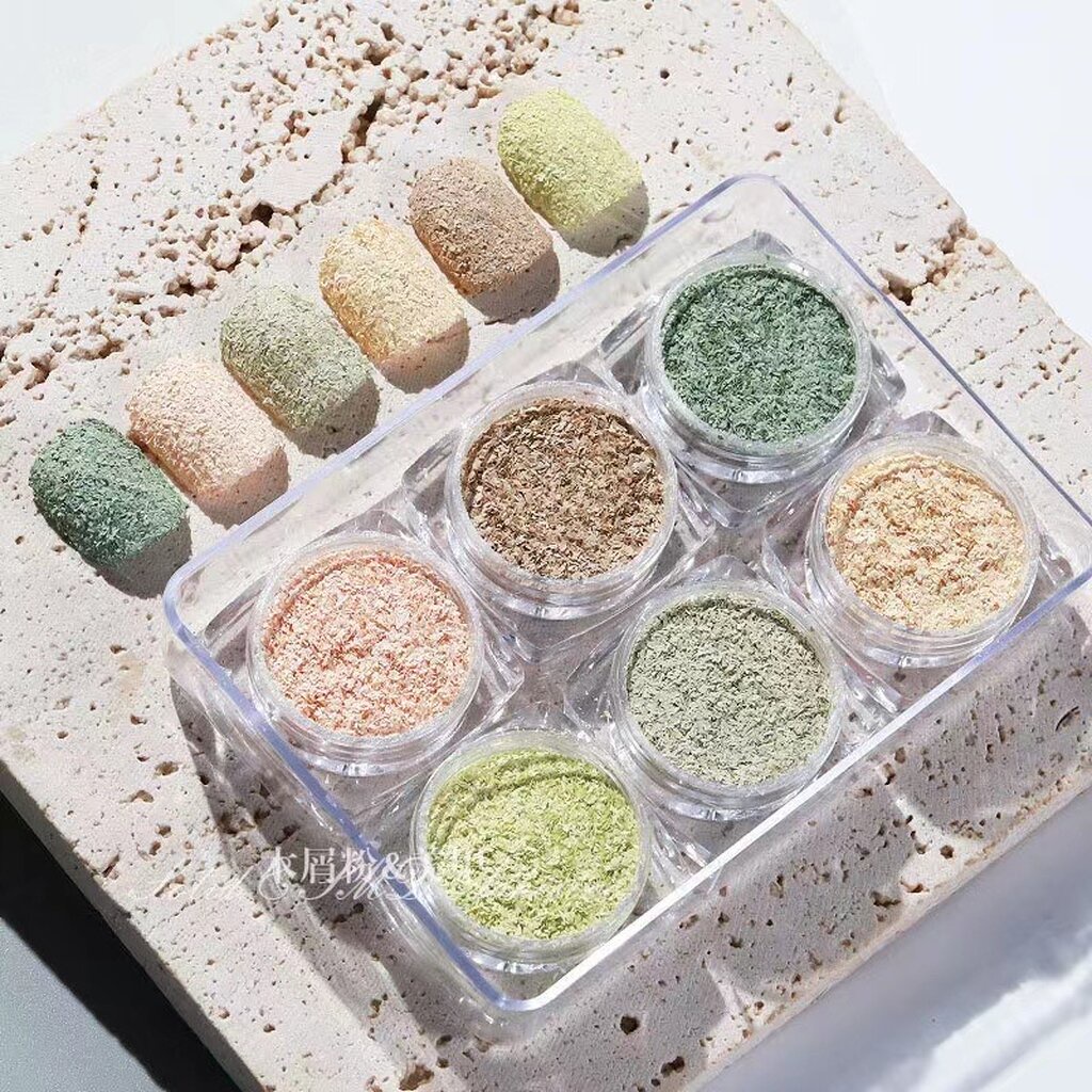 ( ชุดผง มาการอง 6สี ) ผงแต่งเล็บ สีมาการอง 6 colors MACARON Scallion ...