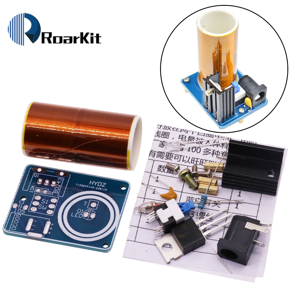 Bd243 Mini Tesla Coil Kit Magic Props Diy อะไหล่ DC 9 V-12 V ไฟที่ว่าง ...