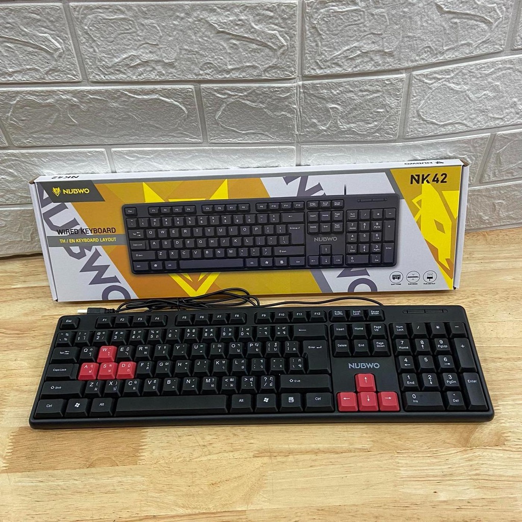 nubwo nk 42 คีบอร์ด คอมพิวเตอร์ หัวUSB มีสายปุ่มยาง กันน้ำได้มีให้เลือก 3 สี คละสีทางร้านเลือกสี ...
