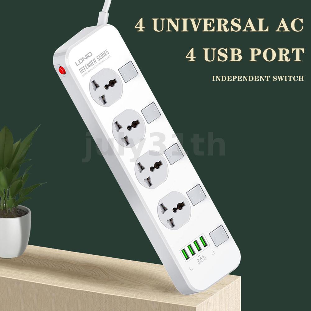 Ldnio SC4408 รางปลั๊กไฟ 4 ช่อง พร้อมซ็อกเก็ตไฟฟ้า 17W USB*4 ปลั๊ก EU ...
