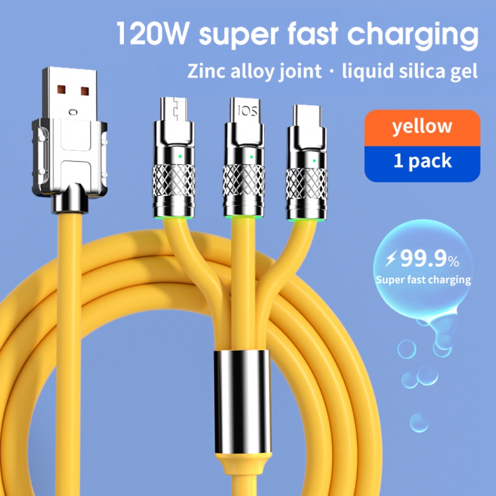สายชาร์จ 120W 6A 3 IN 1 120W 6A Super Fast Charger USB Protecetion For Micro Type-C | Shopee ...