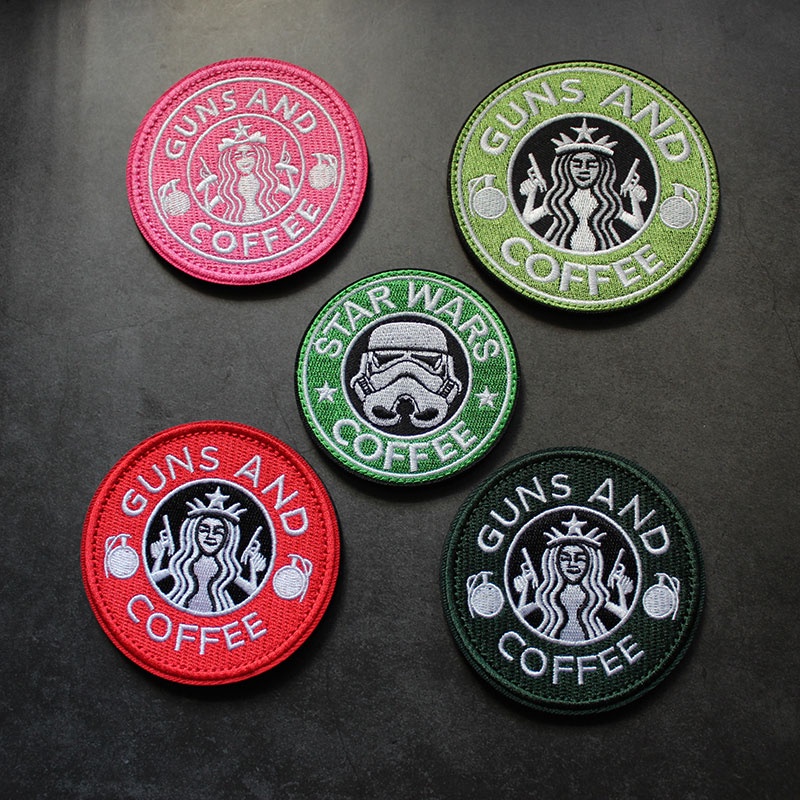Velcro Patch ถ้วยกาแฟ Morale Badge DIY Armband กระเป๋าสติกเกอร์กระเป๋าเป้สะพายหลัง Patch ...