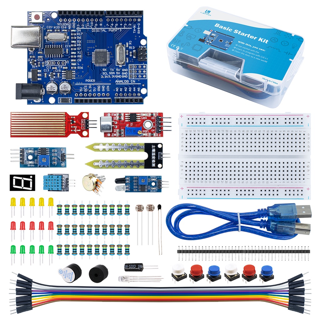 ชุดเริ่มต้นขั้นพื้นฐาน สําหรับ Arduino Uno Set R3 DIY Kit - R3 Board / Breadboard + กล่องขายปลีก ...