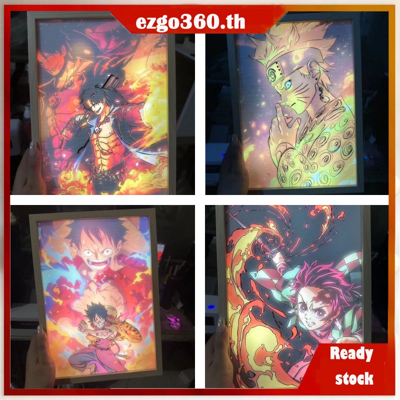 โคมไฟข้างเตียง ขนาดเล็ก ลายการ์ตูนอนิเมะ One Piece Luffy Demon Slayer ...