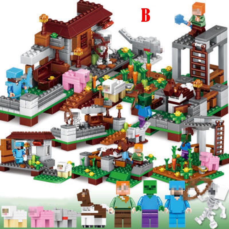 ชุดของเล่นบล็อกตัวต่อ รูปบ้านต้นไม้ My World Bricks Mine Farm Mountain ...