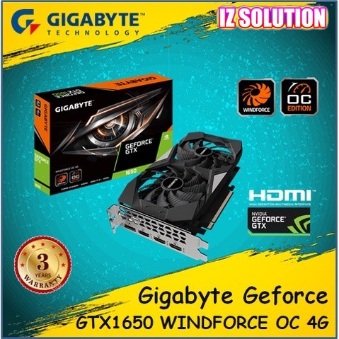 Gigabyte การ์ดจอ GeForce GTX 1650 WindForce OC Edition 4G GDDR6 GPU [ GV-N1656WF2OC-4GD ...