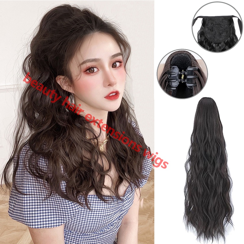 น้ําหนักเบา Kinky Curly Claw คลิปวิกผมหางม้าสังเคราะห์ผูก Bundle หางม้า ...
