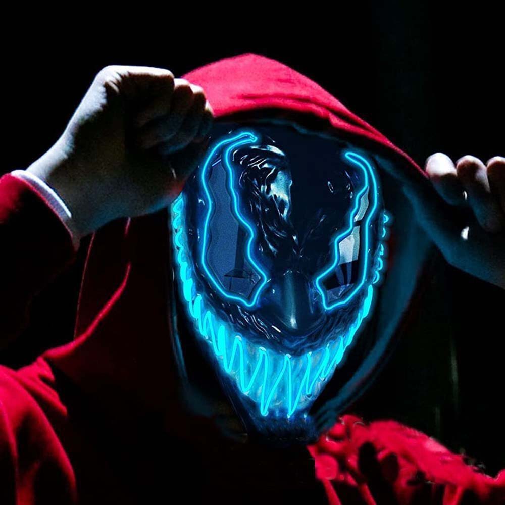 Neon LED Mask Wire Light Up Costume Purge Party Cosplay Venom Mask ...