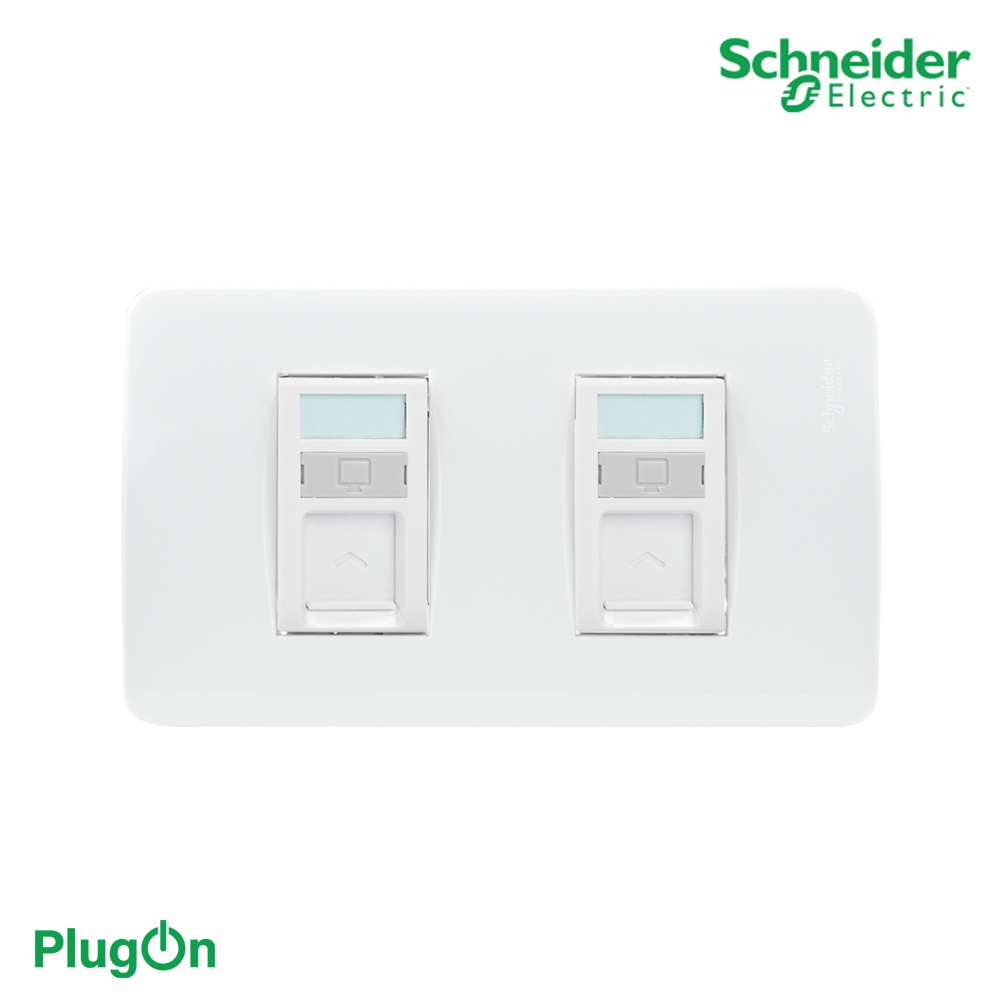 Schneider ชุดอะแด๊ปเตอร์เต้ารับคอมพิวเตอร์RJ45+ฝาครอบ2ช่อง Keystone ...