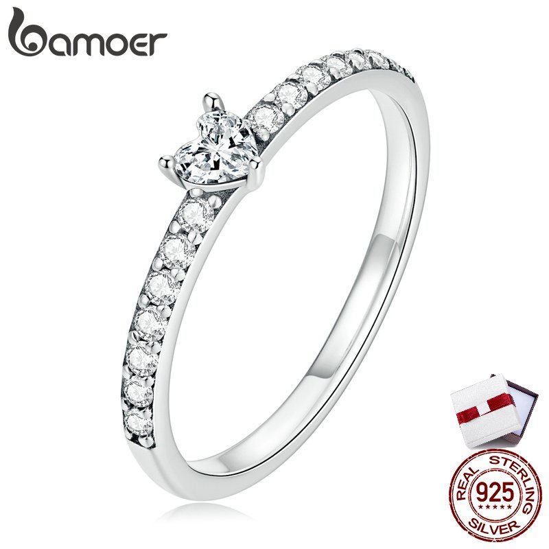 Bamoer แหวนเงิน 925 ประดับเพทาย เครื่องประดับแฟชั่นสตรี | Shopee Thailand