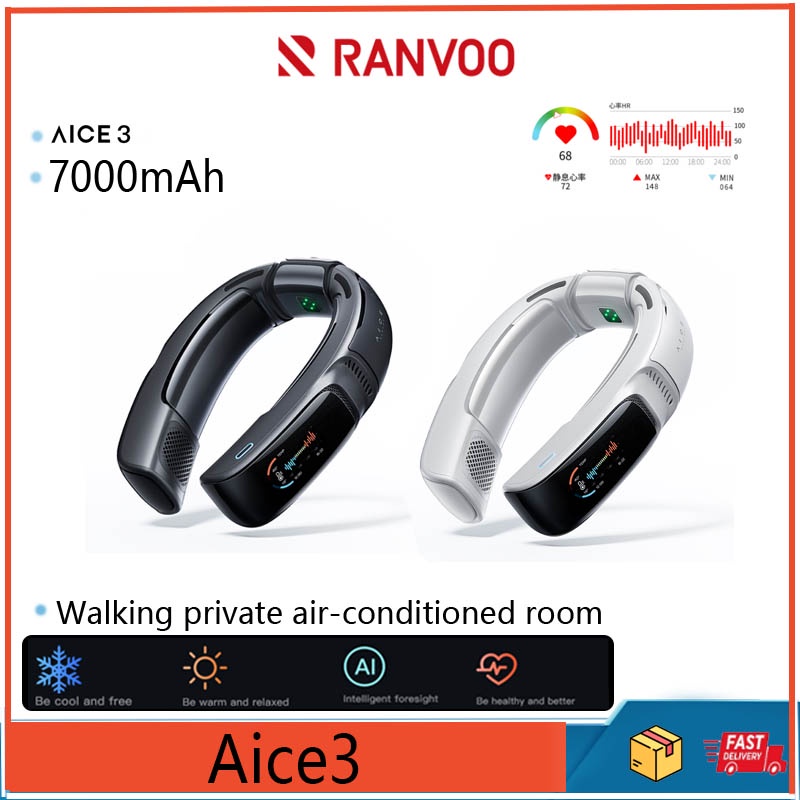 Ranvoo Aice3 ชุดหูฟังบลูทูธ แบบคล้องคอ ขนาดเล็ก แบบพกพา ชาร์จ usb สําหรับเครื่องปรับอากาศ ...