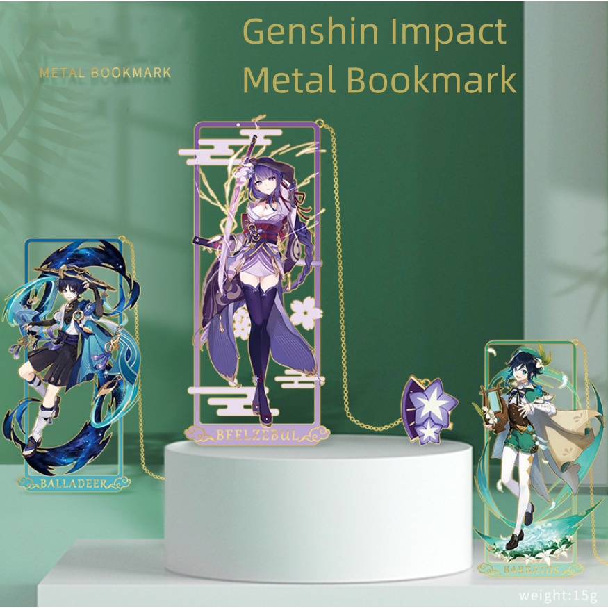 SQ3 Genshin Impact Bookmark Creative Book คลิปโลหะเครื่องเขียนน่ารัก ...