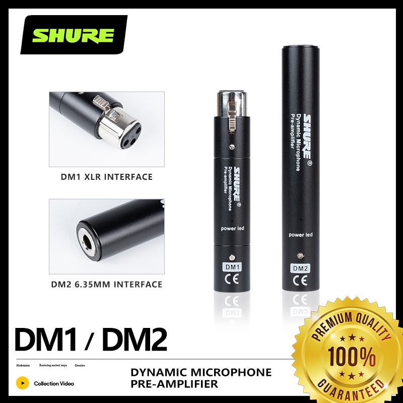SHURE DM1 DM2 ปรีแอมป์ไมโครโฟน สเตจแอมพลิฟายเออร์ทรานซิสเตอร์ไมโครโฟนไดนามิกขจัดสัญญาณรบกวนและ ...