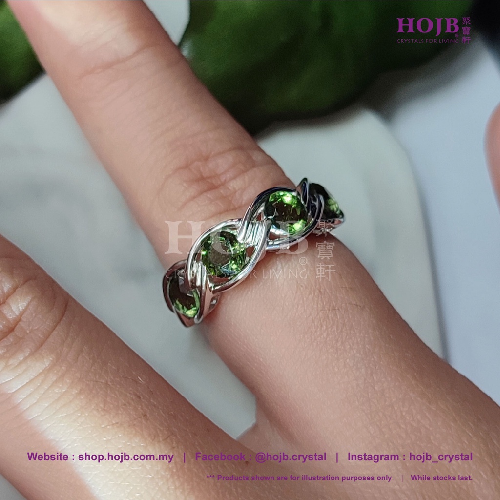 Hojb แหวนเงินแท้ 6A 4 หิน S925 5 มม. 5 มม. สีเขียวอุกกาบาต อัญมณี 6A 5 มม. | Shopee Thailand