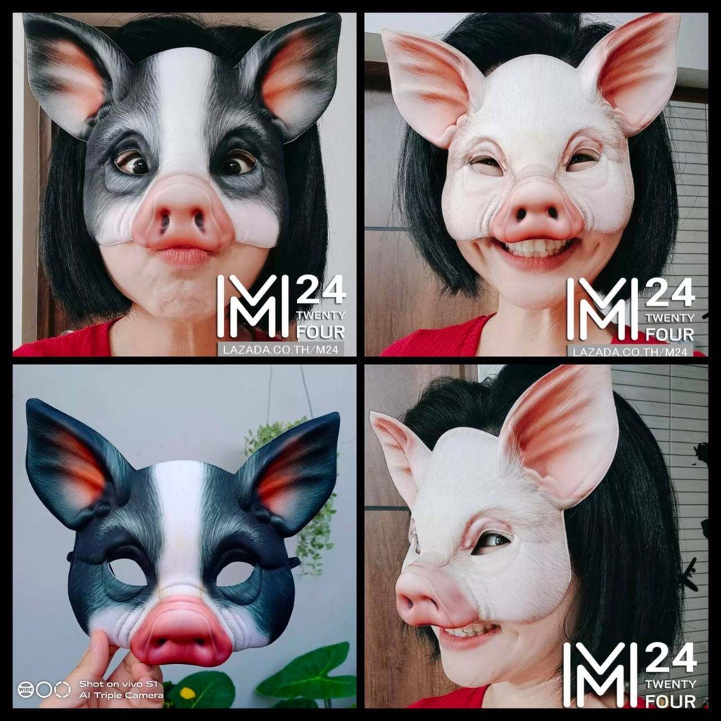 (1 อัน) หน้ากากหมู หน้ากากรูปสัตว์ การแสดง ปาร์ตี้ แฟนซี pig fanch mask ...