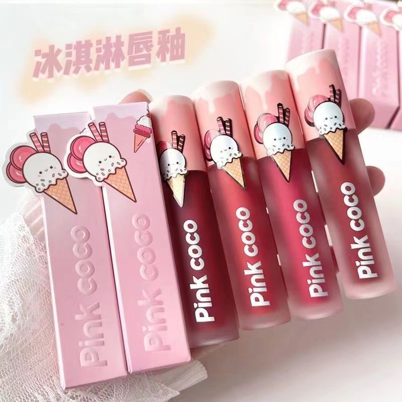Ice cream lip glaze glossy face matte lip paste do not pull out non ...