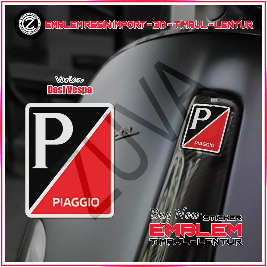 Hitam MERAH Vespa EMBLEM STICKER Piaggio LOGO สีดําสีแดง Vespa STICKER ...