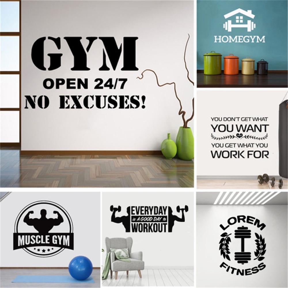 Gym Decal Frase สติ๊กเกอร์ติดผนังสําหรับยิมฟิตเนสห้องสร้างแรงบันดาลใจ ...