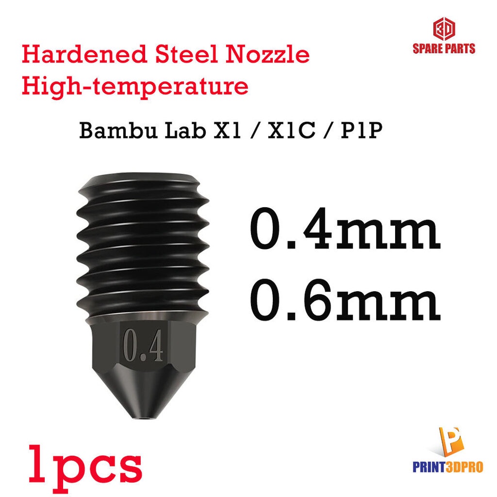3D Parts Hardened Steel Nozzle High-temperature for Bambu Lab X1 X1C ...