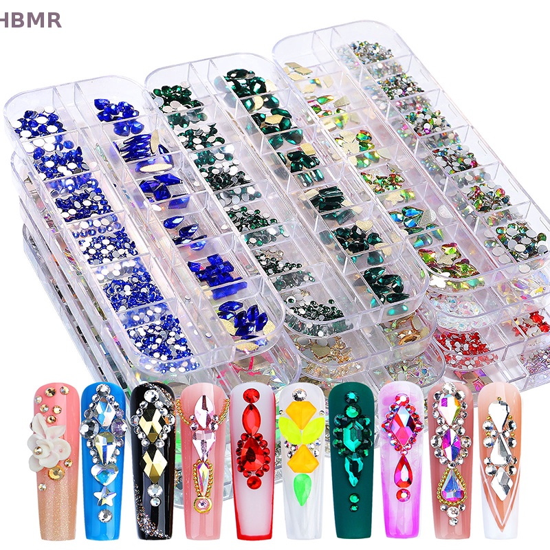 [HBMR] อุปกรณ์ตกแต่งเล็บ เพชรแก้ว แบบแบน 12 ช่อง ต่อกล่อง HL | Shopee ...