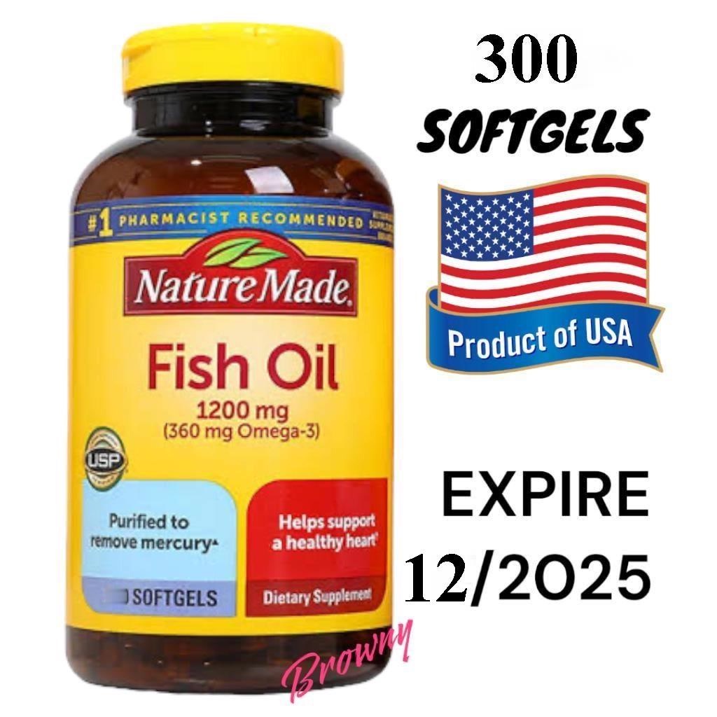 Nature Made Fish Oil 1200 mg (360 mg OMEGA-3) 300 Softgels. | Shopee Thailand
