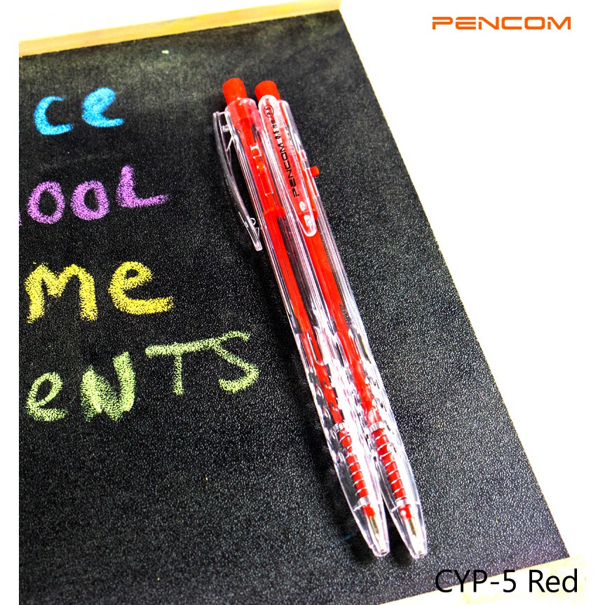 เพ็นคอม ปากกาหมึกน้ำมันแบบกดสีแดง หัวปากกา 0.5 mm. ปากกาแดง Pencom รุุ่น CYP5-RD เขียนลื่น สวย ...