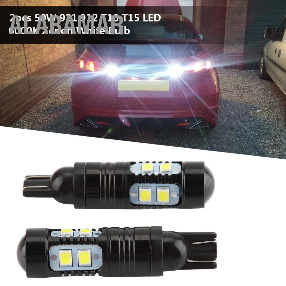 ALABAMAR 2pcs 50W 921 912 T10 T15 LED 6000K Xenon สีขาวสำรองไฟตัดหมอกย้อนกลับหลอดไฟ | Shopee ...