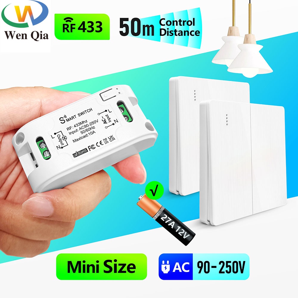 Wenqia 433MHz Rf สวิตช์ไฟไร้สาย AC 220V 10A รับสัญญาณแบบเปียก แผงปุ่มกด ... Wenqia 433MHz Rf สวิตช์ไฟไร้สาย AC 220V 10A รับสัญญาณแบบเปียก แผงปุ่มกด ...