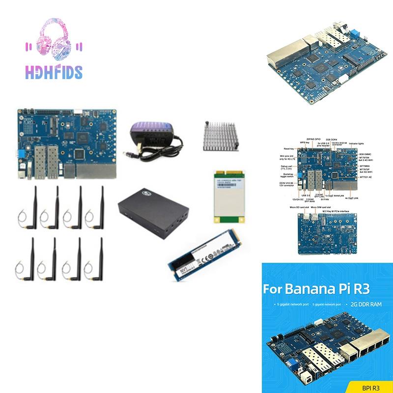 บอร์ดทดลอง Banana PI BPI-R3 MT7986 2G+8G EMMC พร้อมโมดูล SSD 256G 4G เค ...