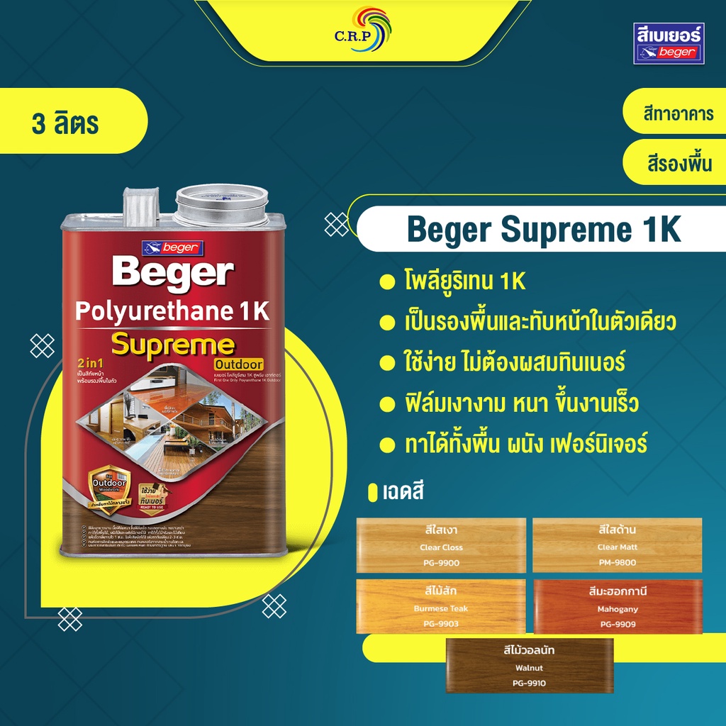 Beger Polyurethane 1K Supreme Outdoor 3 ลิตร ที่สุดของ โพลียูรีเทน ท้า ...