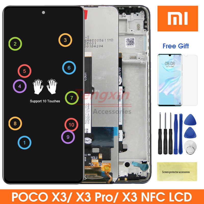 หน้าจอสัมผัสดิจิทัล Lcd 6.67 นิ้ว POCO X3 สําหรับ XIAOMI POCO X3 Pro POCO X3 NFC M2007J20CG ...