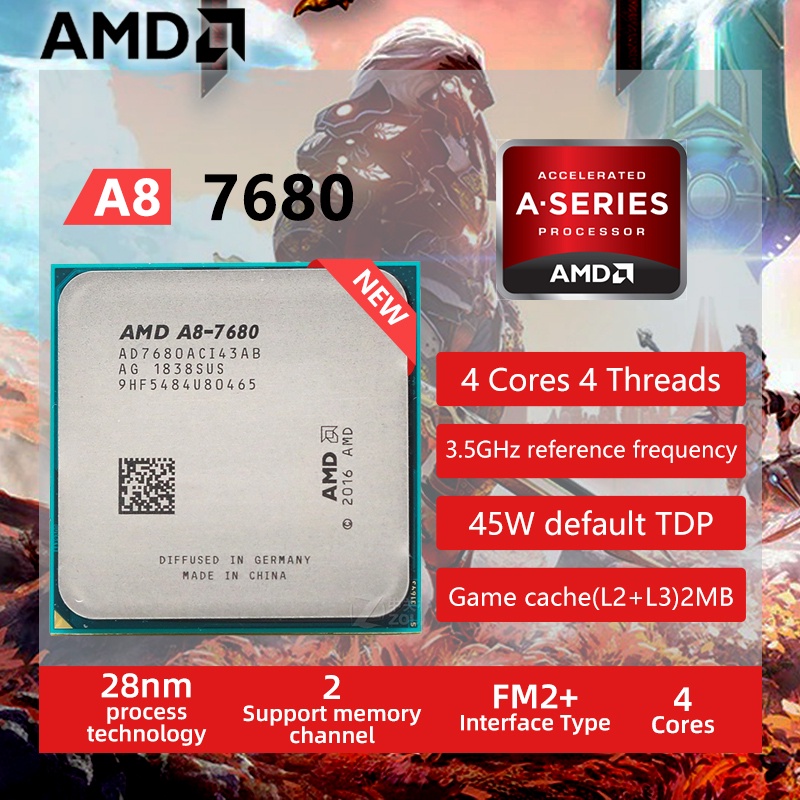 ซ็อกเก็ต AMD A8-Series A8-7680 A8 7680 3.5GHz Quad-Core Quad-Thread CPU ...