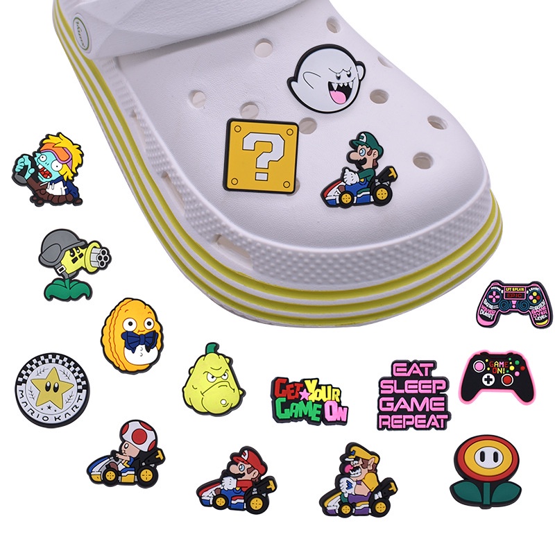 บล็อกตัวต่อการ์ตูน Crocs Charm Game Handle Jibits สําหรับ Crocks Plants ...