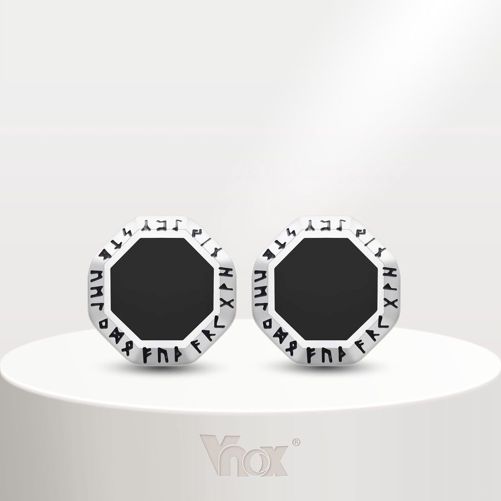 Vnox ต่างหูสเตนเลส แปดเหลี่ยม สีดํา เครื่องประดับ สําหรับผู้ชาย ...