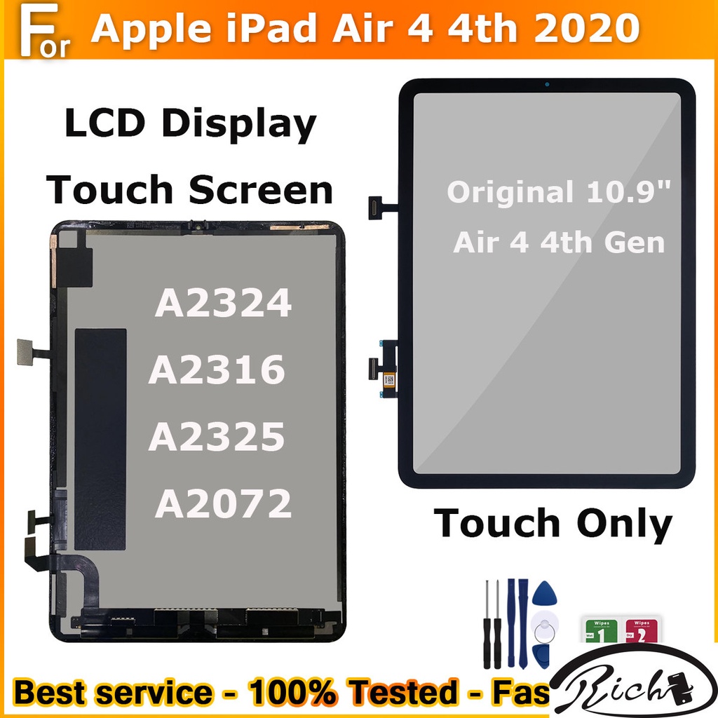 10.9" หน้าจอสัมผัส LCD สําหรับ Apple iPad Air 4 4th Gen 2020 A2324 ...