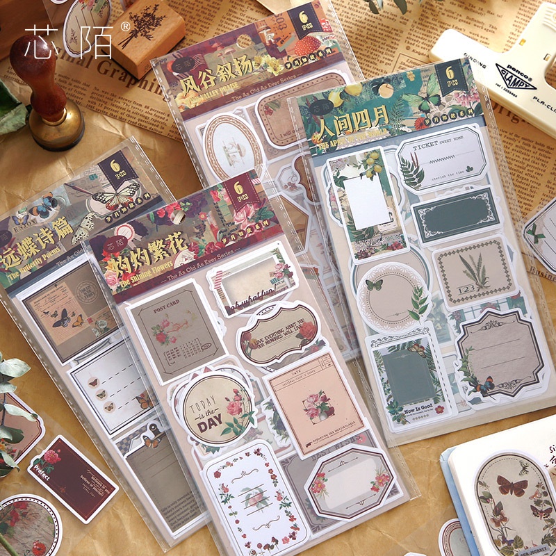 Enwei สติกเกอร์กระดาษ สไตล์วินเทจ สําหรับตกแต่งสมุดภาพ 6 แผ่น | Shopee ...