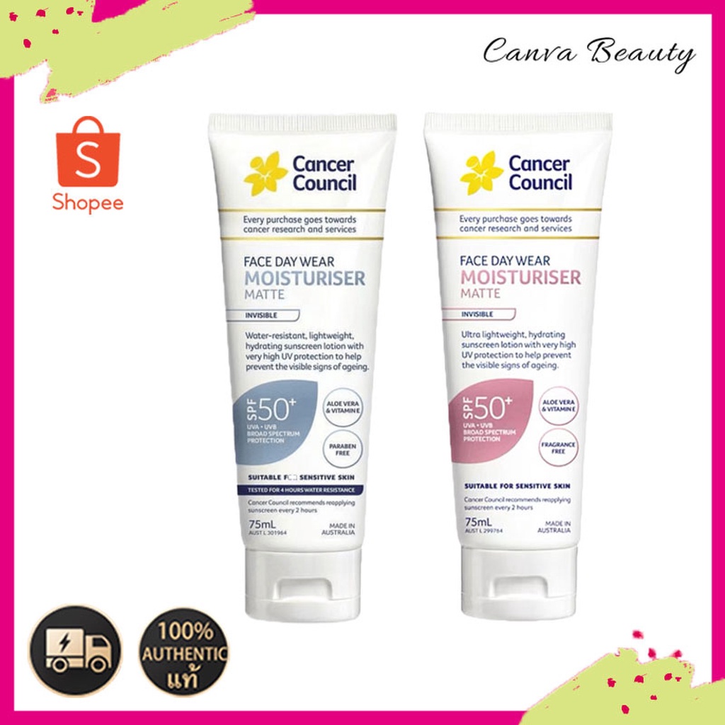 🔥Cancer Council Face Day Wear Moisturiser Matte SPF 50+ 75 ml ครีมกัน ...