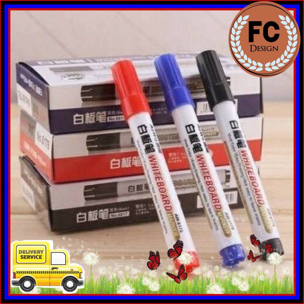 ปากกาไวท์บอร์ด หัวกลม (แพ็ค10 ด้าม) Whiteboard marker เขียนลบได้ Aowa ...