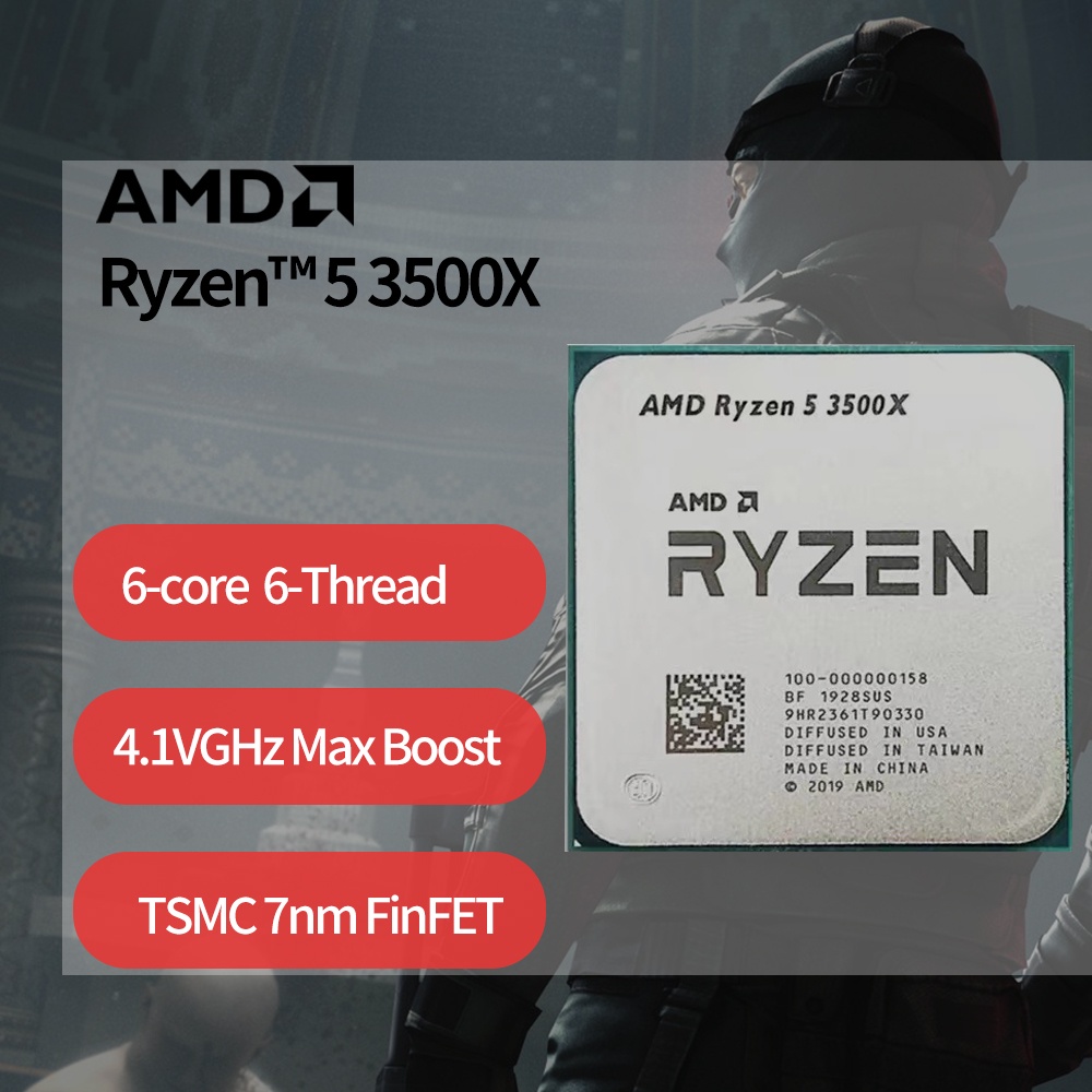 โปรเซสเซอร์ CPU AMD Ryzen 5 3500X R5 3500X 3.6 GHz Six-Core Six-Thread 7NM 65W L3=32M 100 ...