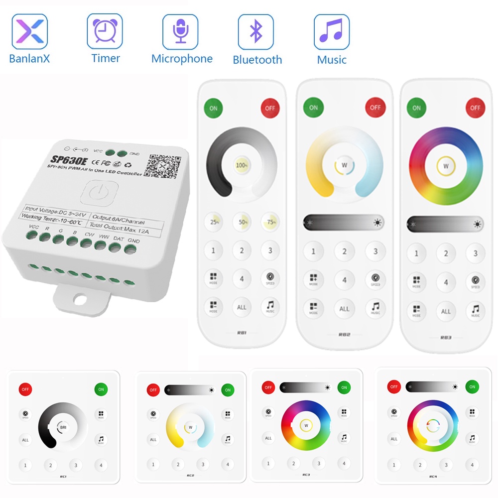 รีโมตคอนโทรล DC5V-24V SP630E All In One LED SPI พิกเซล 5CH RGB RGBW ...