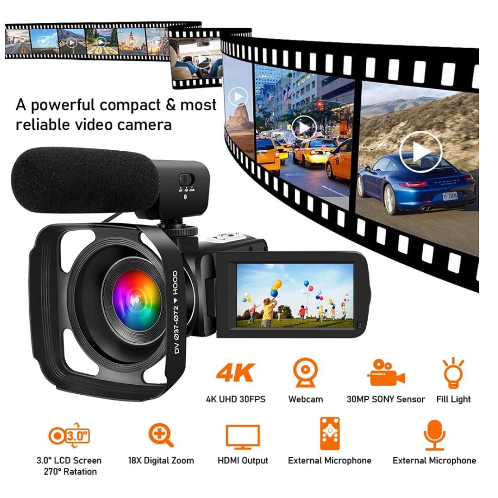 Nice photo 4K Video Camera 48MP 3.0 Inch Touch Screen 18x Digital Zoom ...