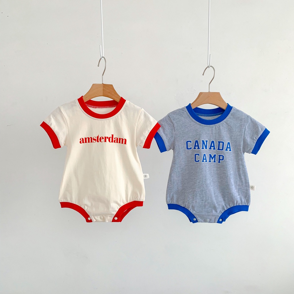 ชุดรอมเปอร์ บอดี้สูท แขนสั้น ผ้าฝ้าย แฟชั่นฤดูร้อน สําหรับเด็กทารกแรก ...