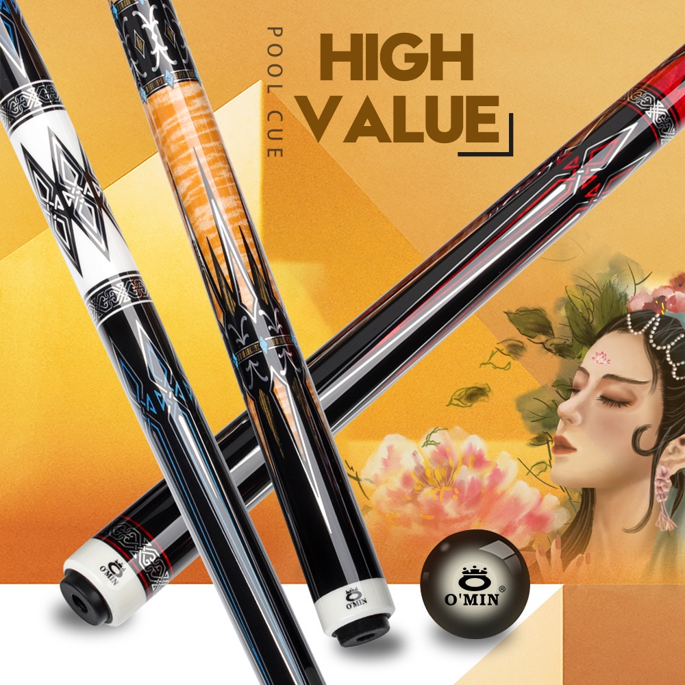 OMIN XF-A Pool Cue Stick12.8mm Tip Canadian Solid Wood Shaft พร้อมหลอด ...