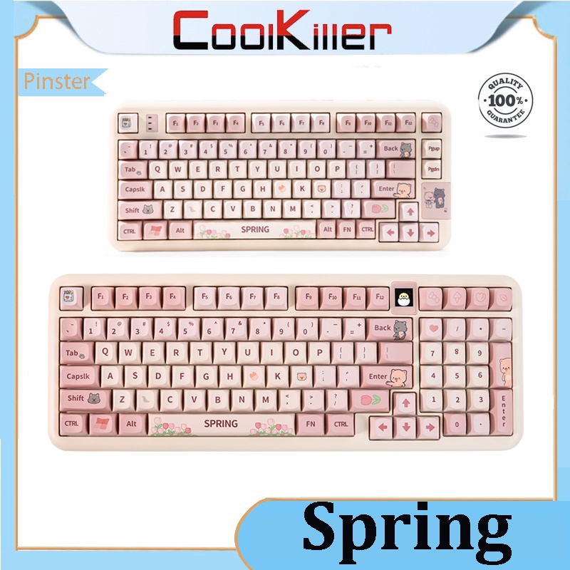 【Available in stock】Coolkiller spring Mechanical Keyboard Wireless Bluetooth three mode Girl ...