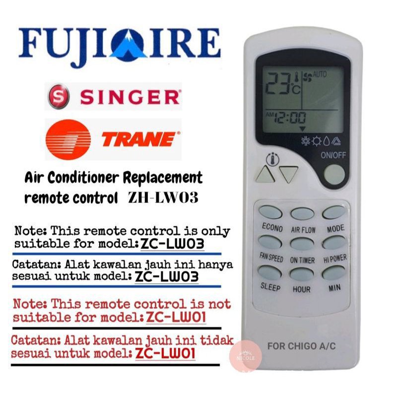 Fujiaire/trane/singer ZH-LW03 รีโมทควบคุมเครื่องปรับอากาศ OEM แบบ ... Fujiaire/trane/singer ZH-LW03 รีโมทควบคุมเครื่องปรับอากาศ OEM แบบ ...