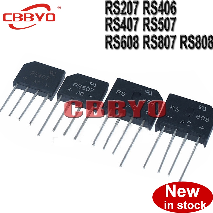 วงจรเรียงกระแสเต็มคลื่นแบบบริดจ์ RS207 DIP ZIP-4 2A 700V RS406 RS407 RS507 RS608 RS807 RS808 10 ...